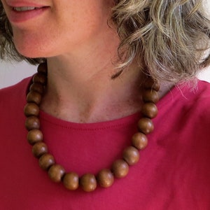 Wood Bead Necklace, Large Wooden Bead Necklace Wooden Necklace, Big ...