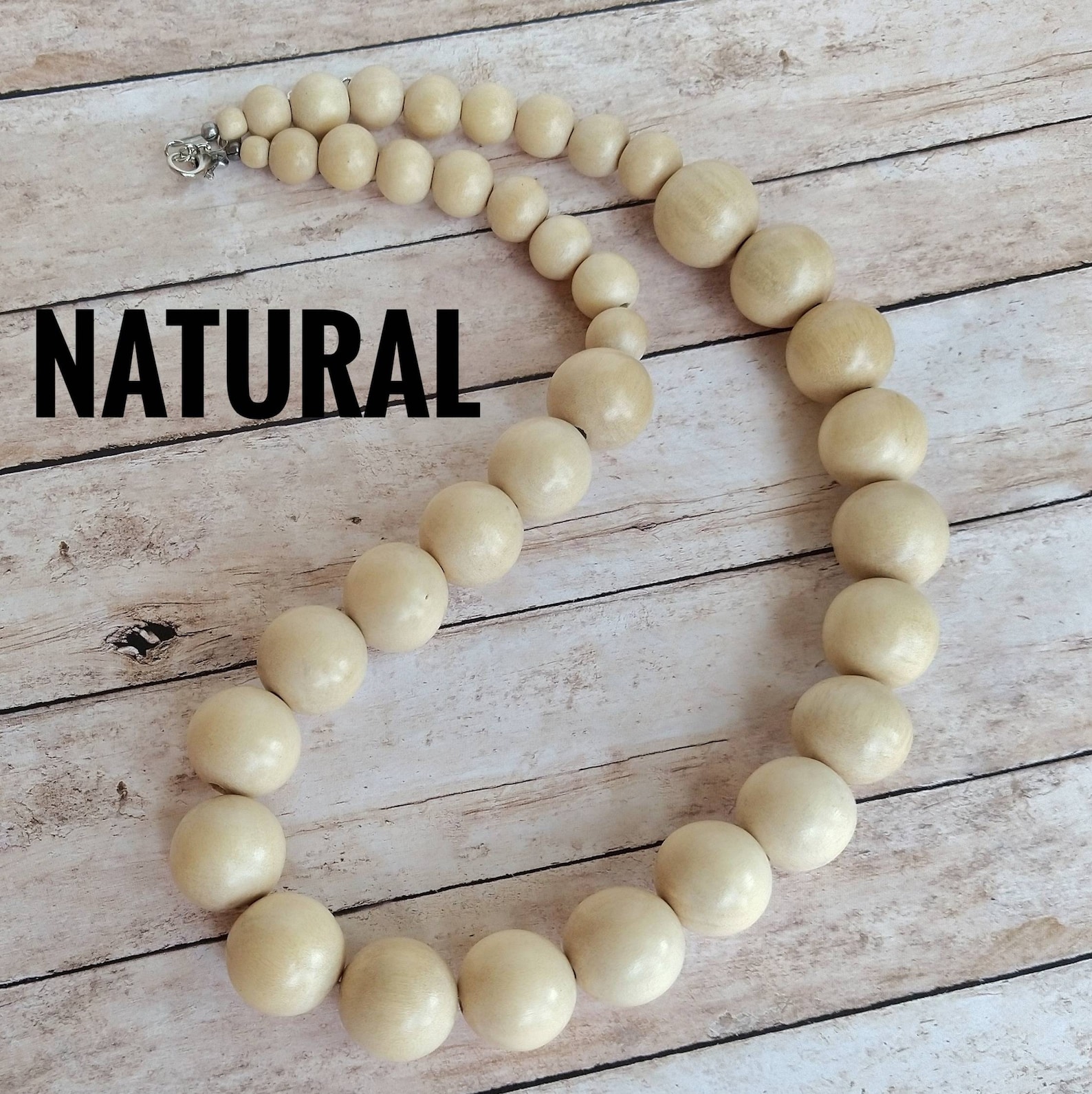 Wood Bead Necklace, Large Wooden Bead Necklace Wooden Necklace, Big ...