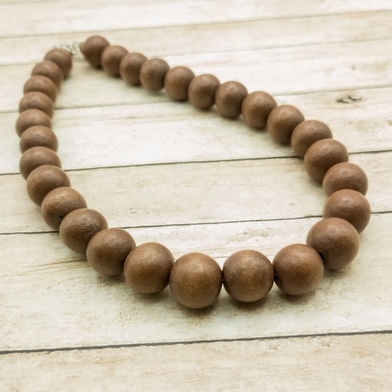 Natural Wood Bead Necklace, Wooden Bead Choker, Wood Fashion Jewelry ...