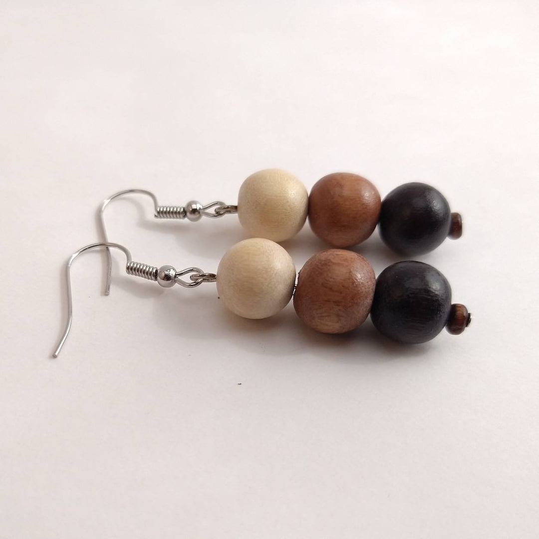 Simple Wooden Earrings for Women, Handmade Wooden Earrings Dangle, Wood ...
