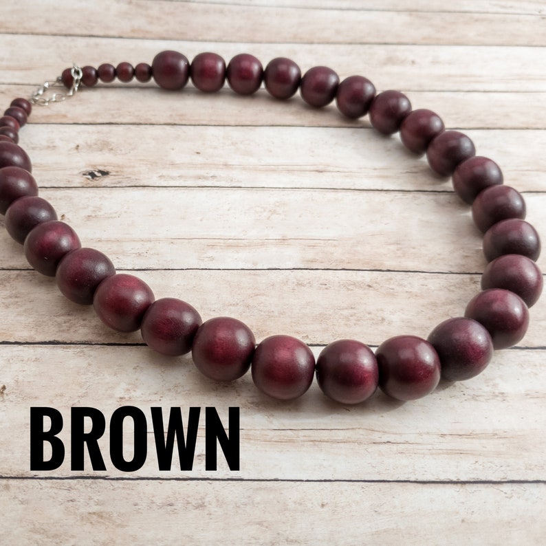 Wood Bead Necklace Large Wooden Bead Necklace Wooden - Etsy