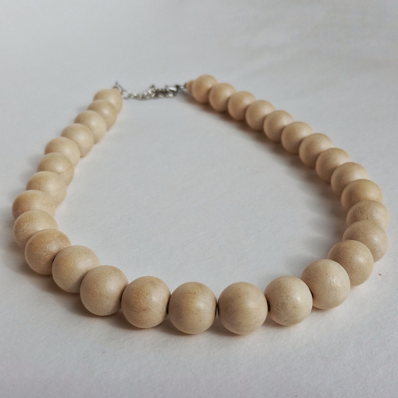 Natural Wood Bead Necklace, Wooden Bead Choker, Wood Fashion Jewelry ...