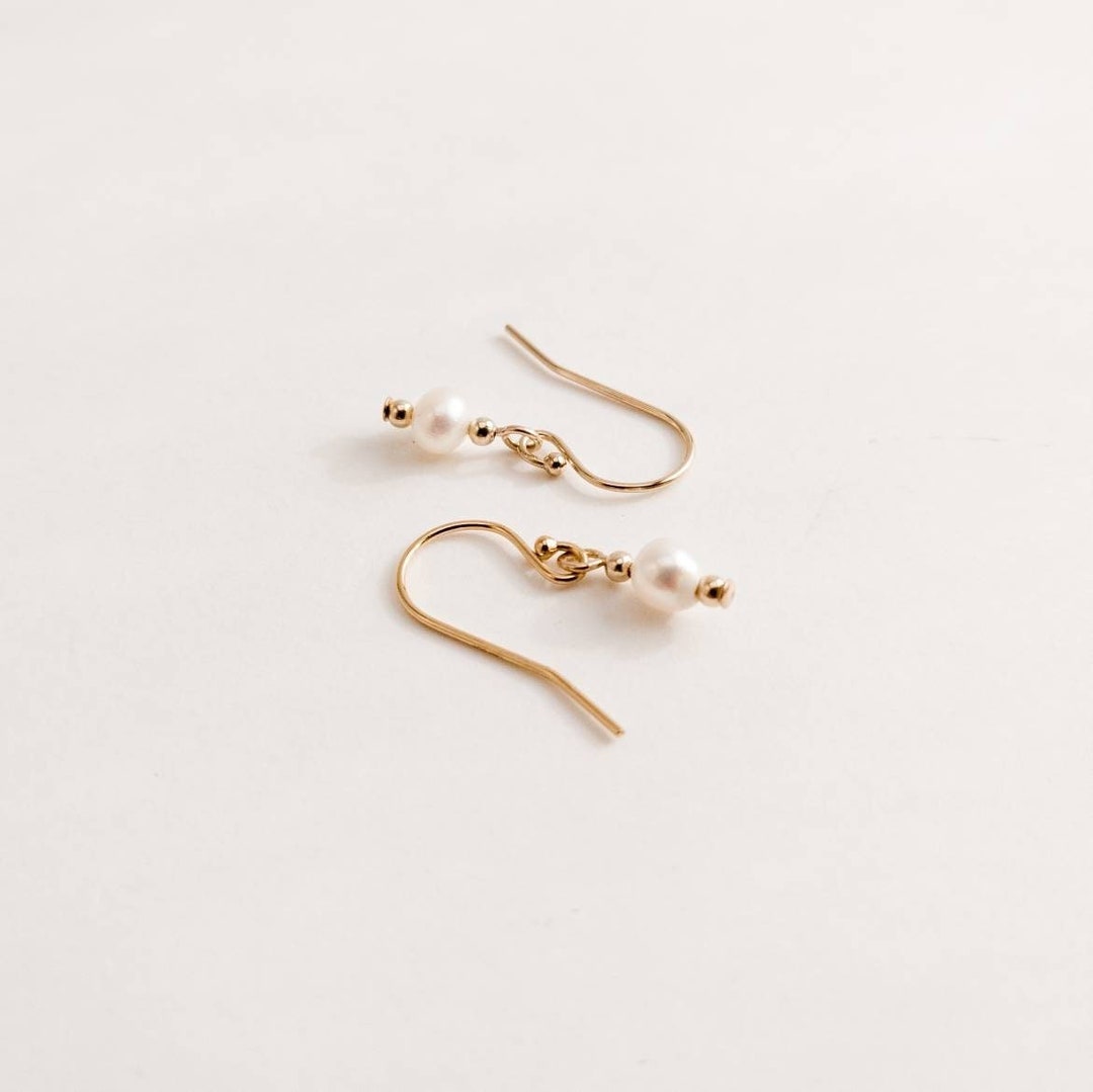 Tiny Pearl Earrings Silver, Minimal Pearl Earrings Gold, Very Small ...