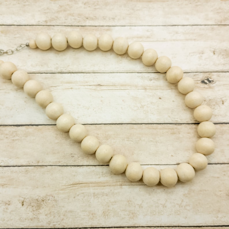 Natural Wood Bead Necklace, Wooden Bead Choker, Wood Fashion Jewelry ...