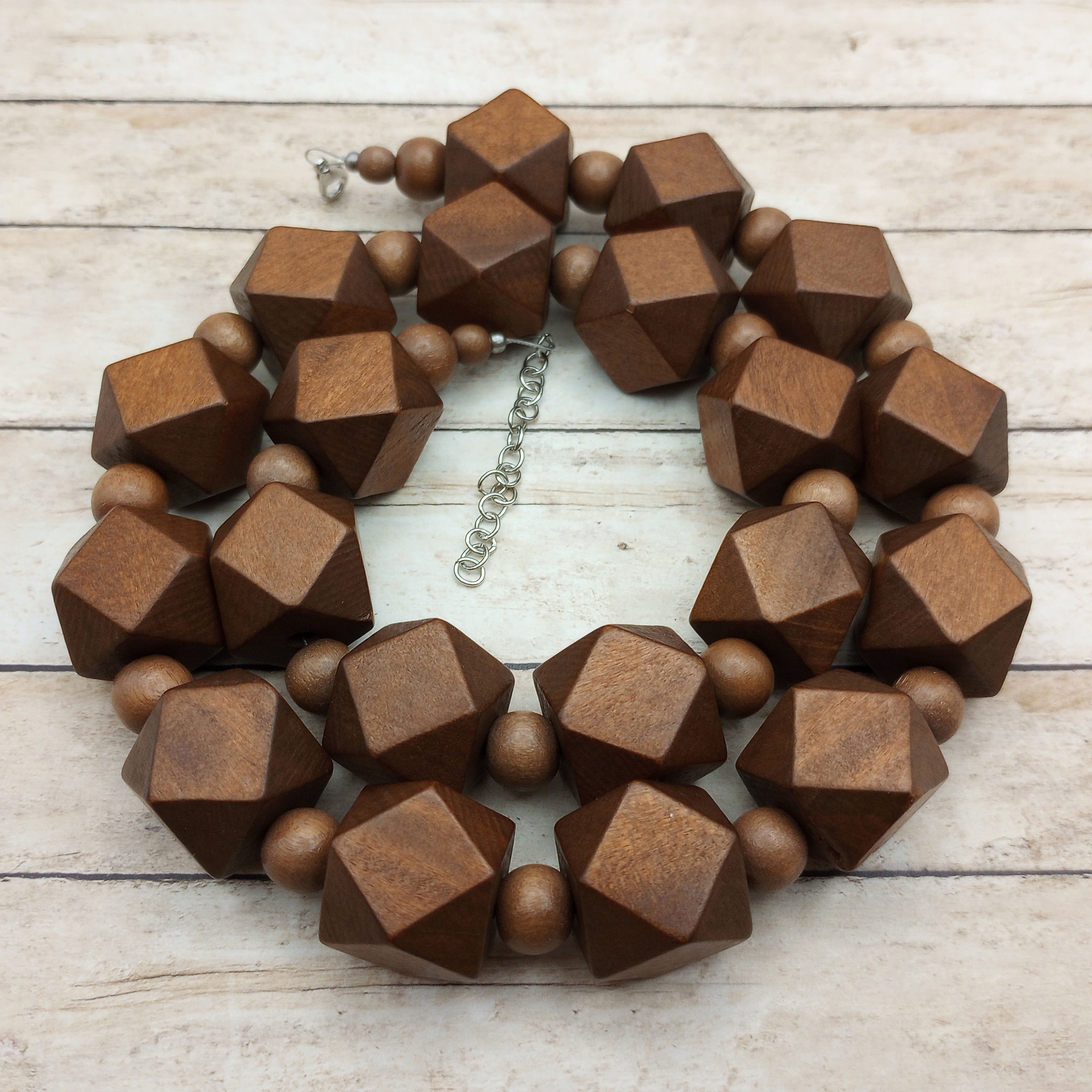 Chunky Wooden Bead Necklace, Large Wood Necklace Men, Big, Unique Wood ...