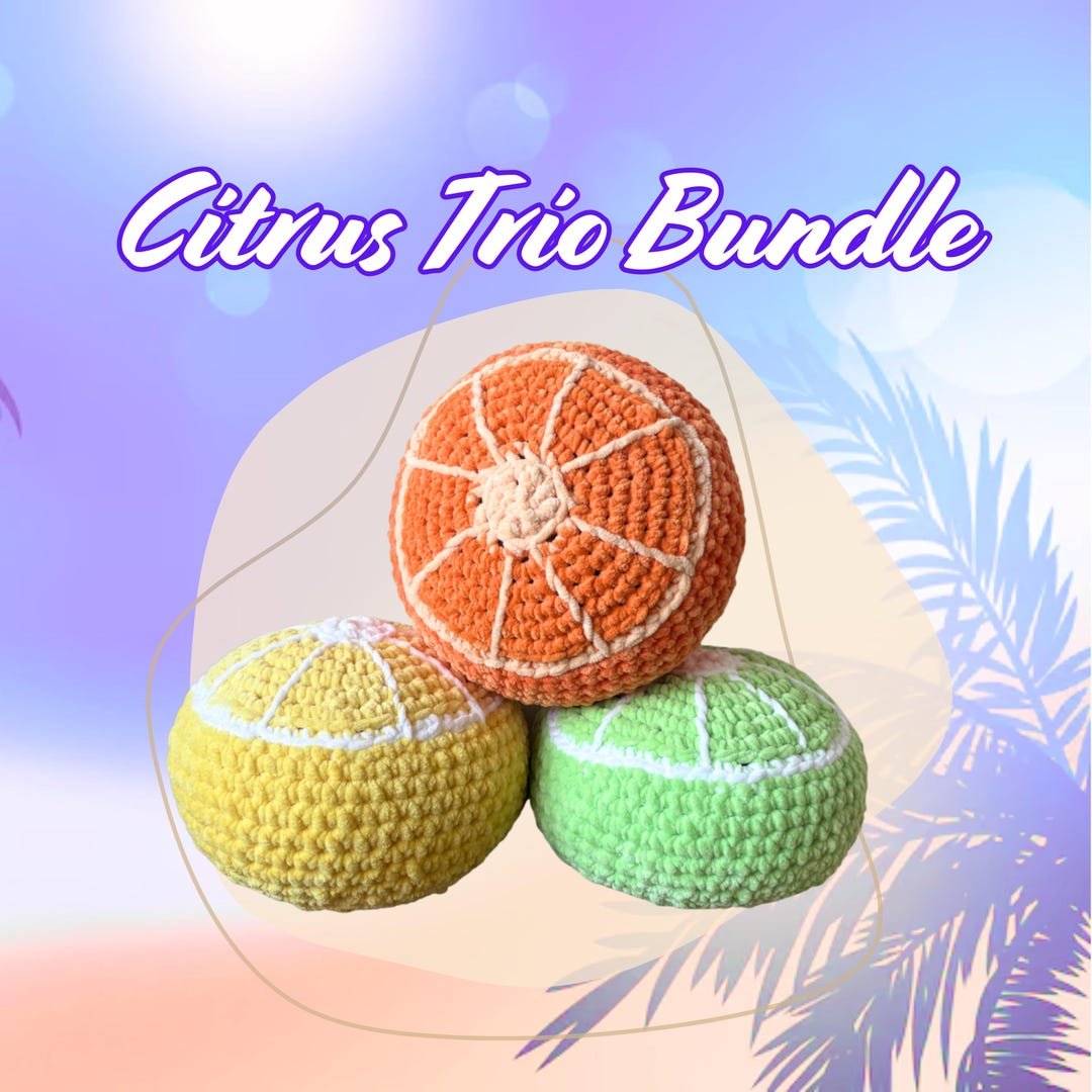 Citrus Trio Crochet Pillow Set | Lemon Lime Orange Plush Decor ...