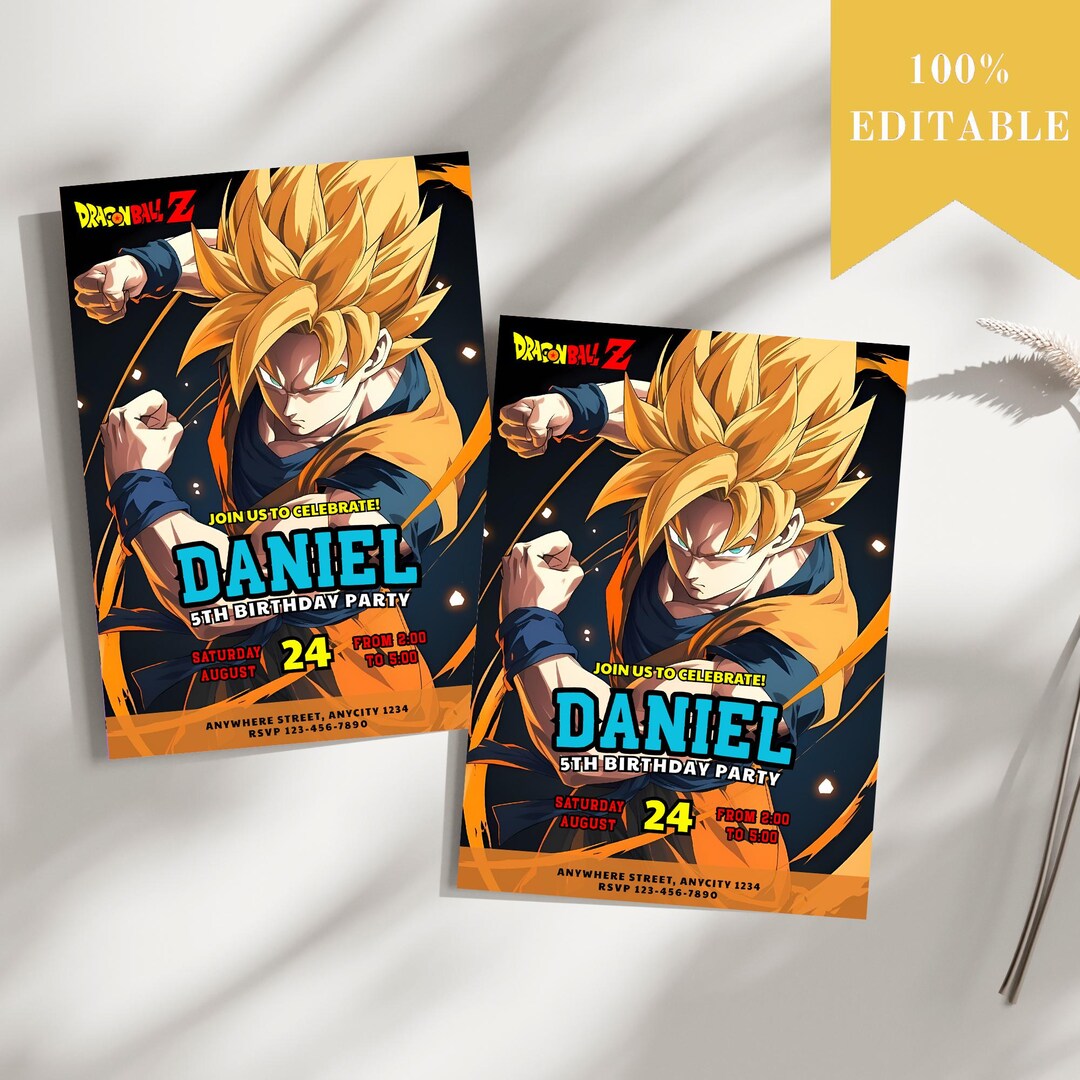 Dragon Ball Birthday Invitation, Dragon Ball Invite, Goku Birthday ...