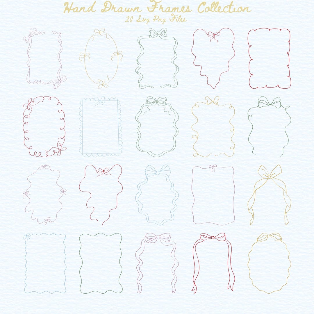 20 Hand Drawn Cute Frames Collection - Borders Clipart - Frame SVG/PNG ...