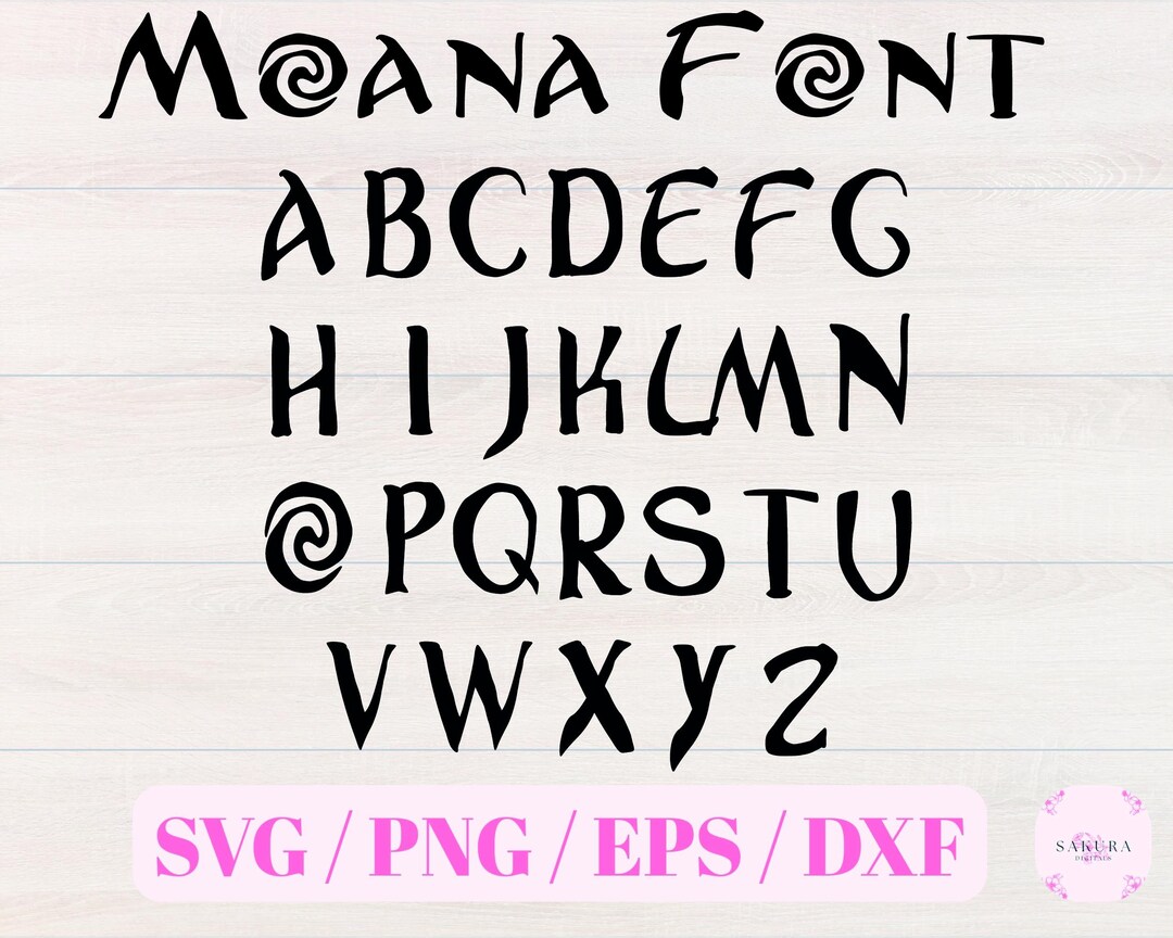 Moana Alphabet - Moana Fonts - Instant Download - Moana Svg Png - Moana ...