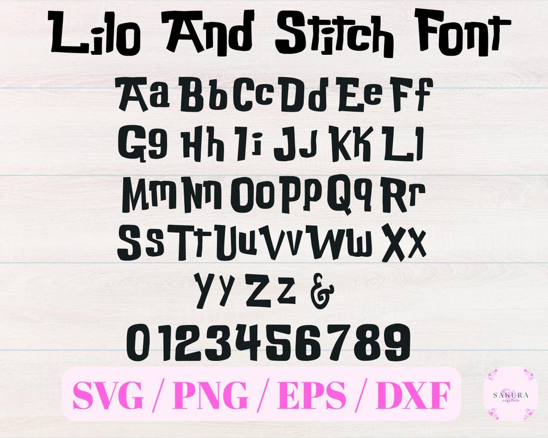 Lilo and Stitch Alphabet Svg - Lilo and Stitch Font - Cartoon Svg ...
