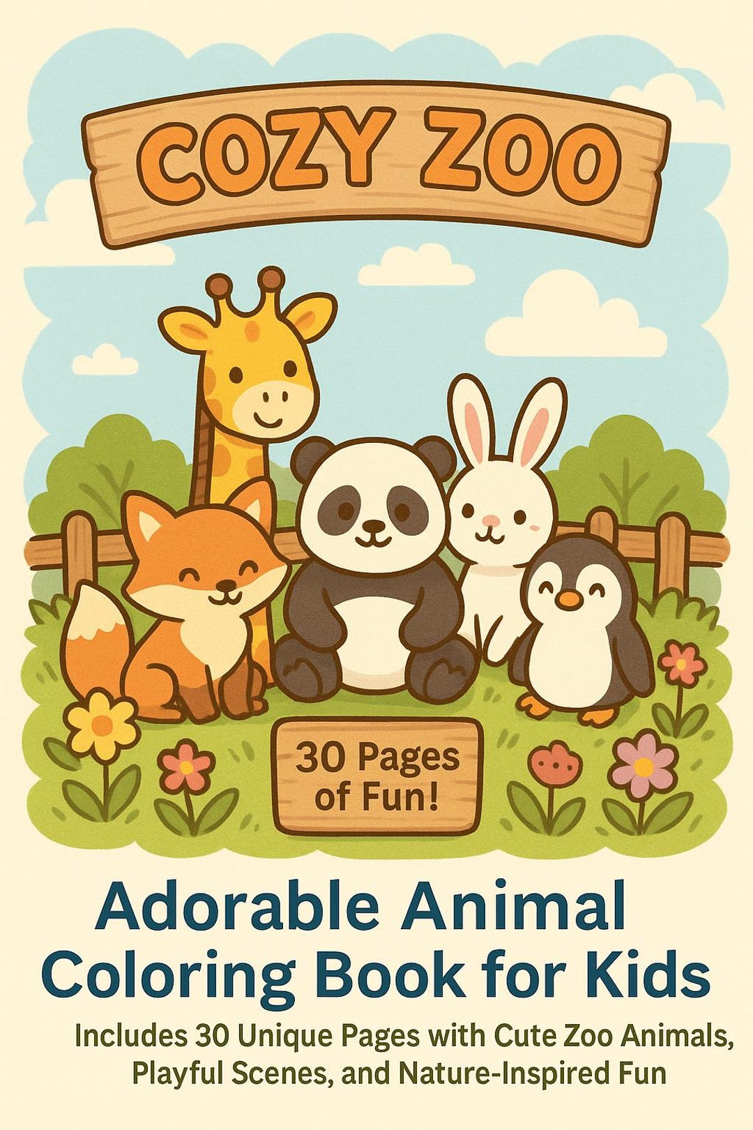 Cozy Zoo Coloring Book for Kids – 30 Fun Animal Pages | Printable Zoo ...