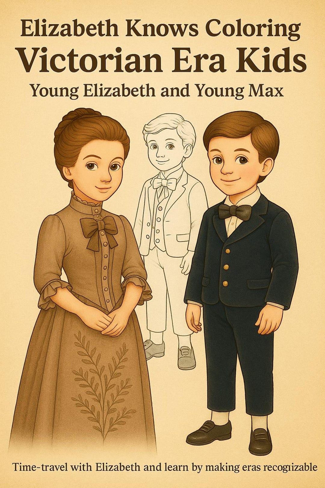 4 Eras: Time Travel Kids Coloring Pages – Young Elizabeth & Max Bundle ...