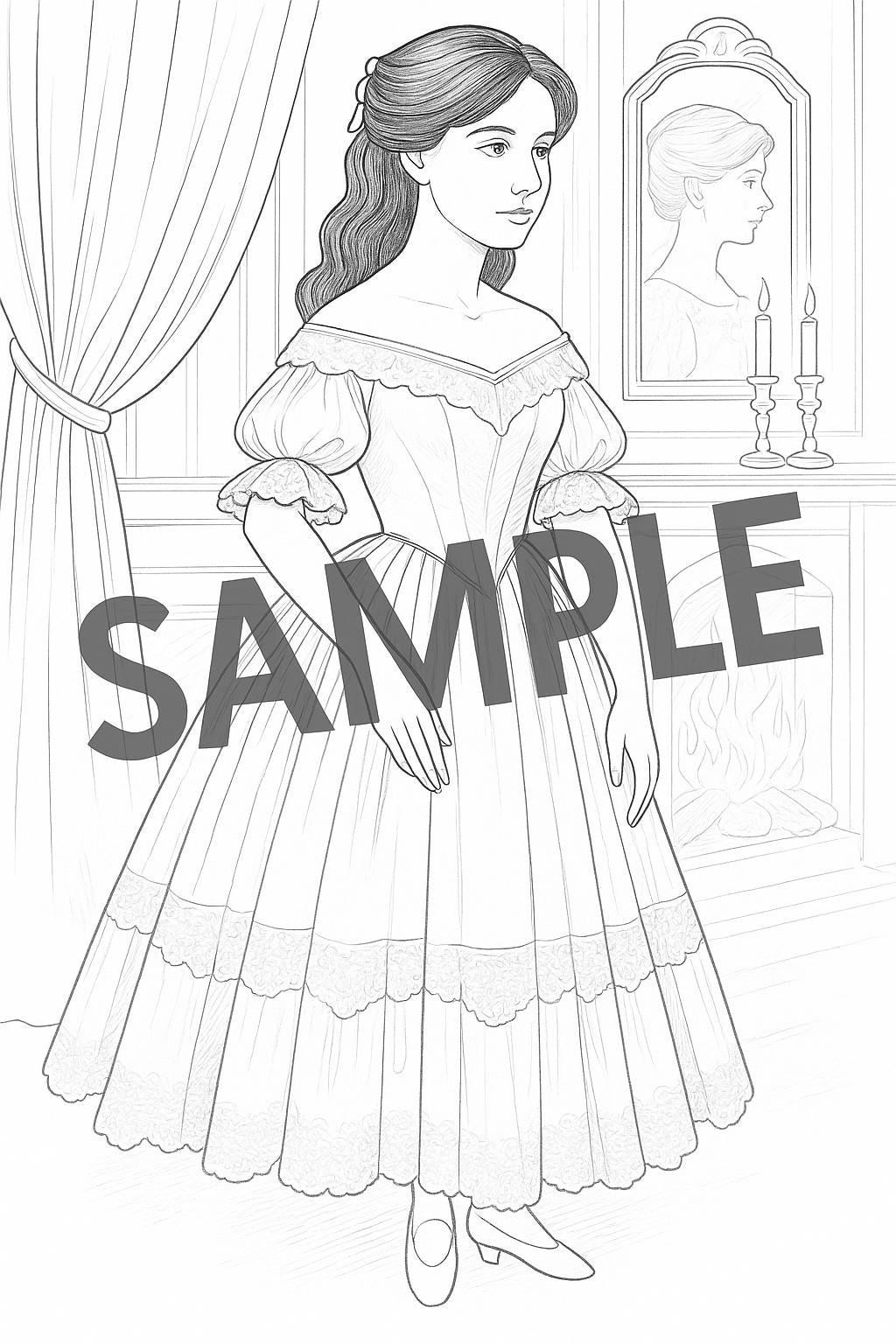 18th Century Morning in the Bedroom – Historical Coloring Page - Etsy