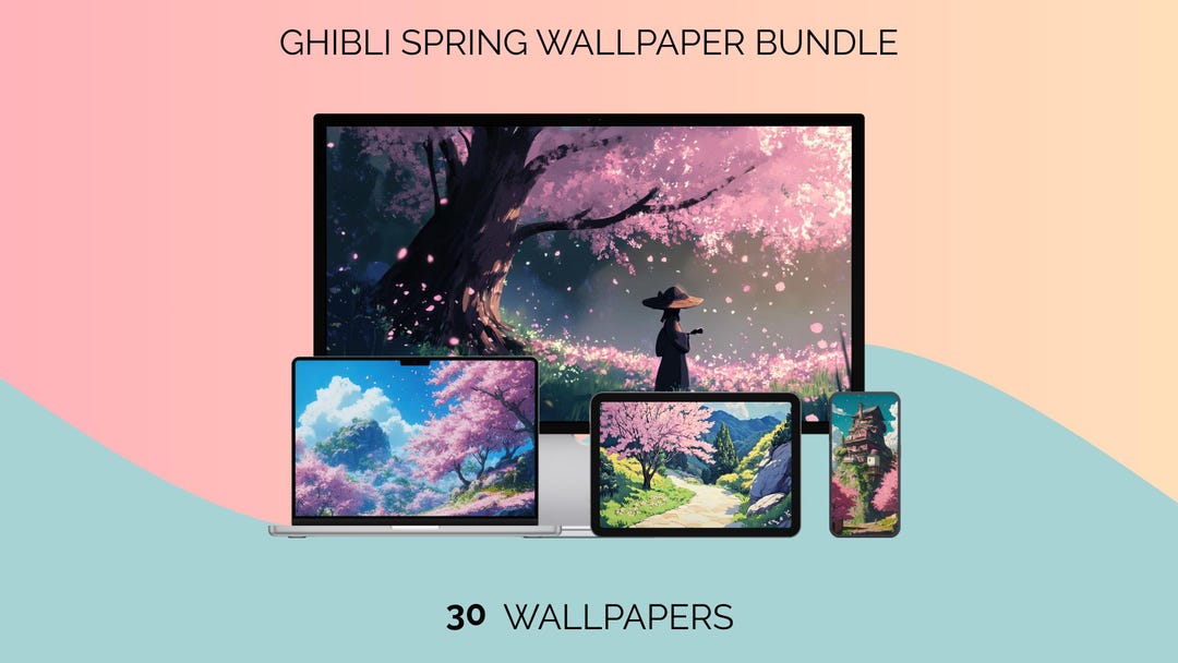 Studio Ghibli Spring Wallpapers 4K PNG | 30 Digital Backgrounds for ...