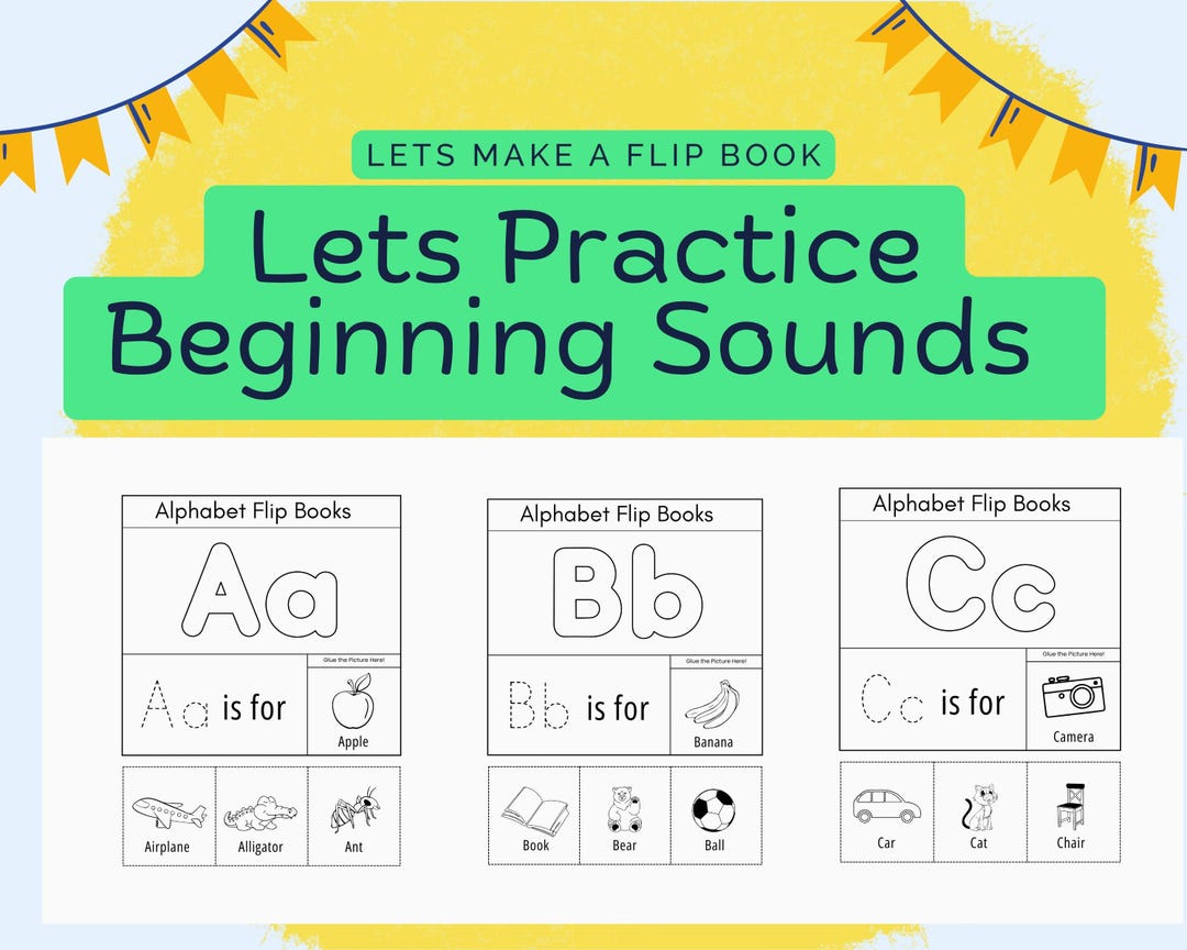 Alphabet Cut and Paste Mini Book Printable Activity Beginning Sounds ...