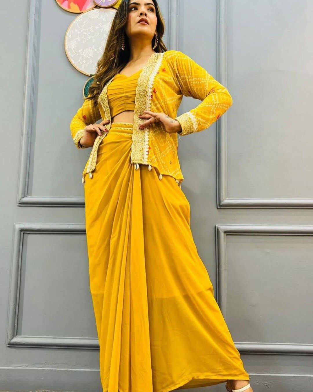 Pakistani Designer Readymade Silk Trending Party Wear Koti With Dhoti ...