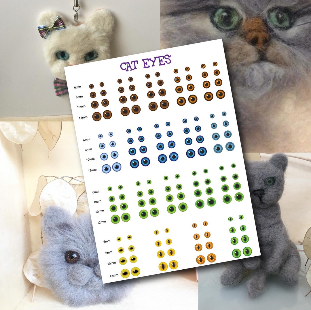 Printable Cat Eyes: Papercraft Doll Eyes - DIY Craft Supplies (PDF, PNG ...