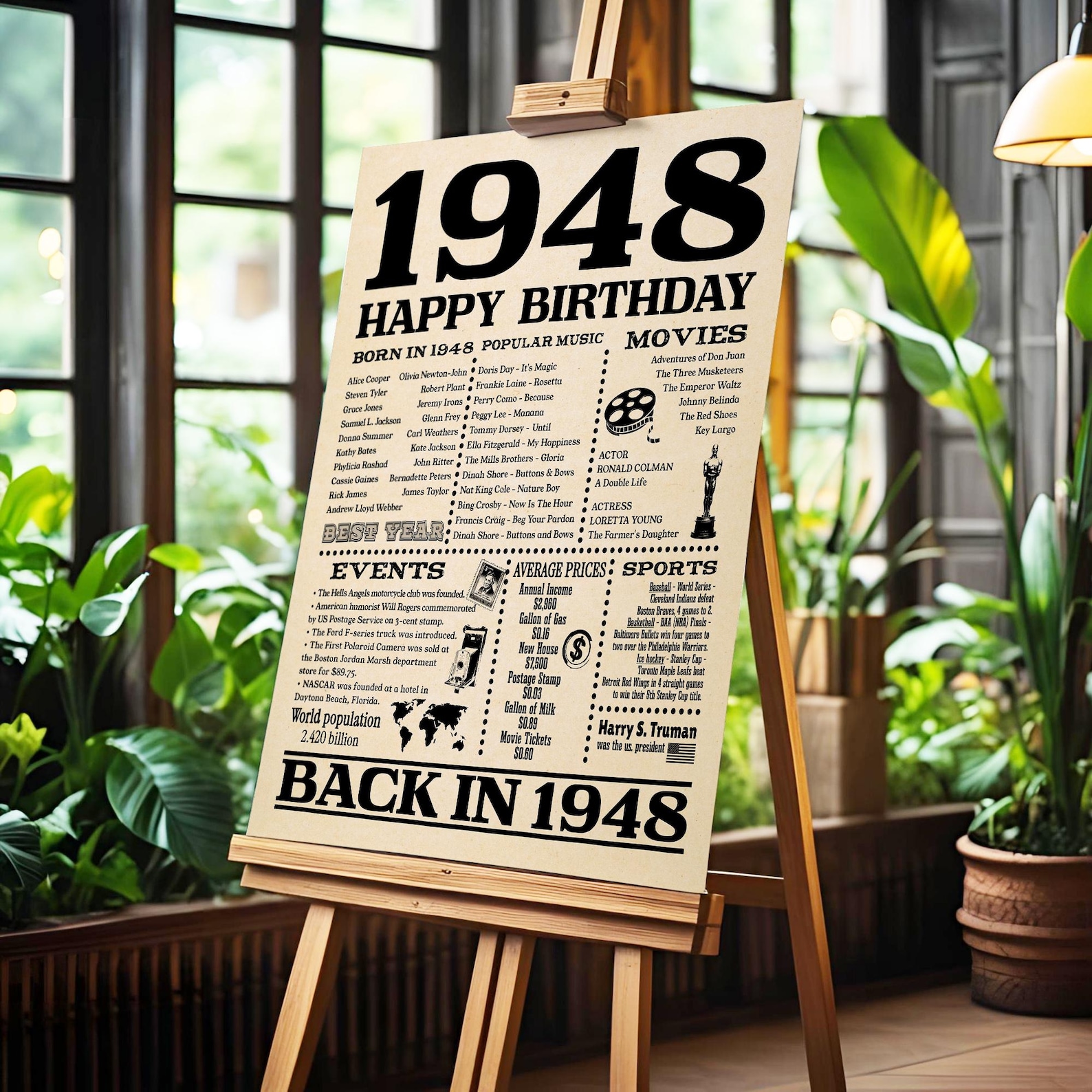 1948 Birthday Newspaper Poster, 77th Birthday Gift (printable Digital ...