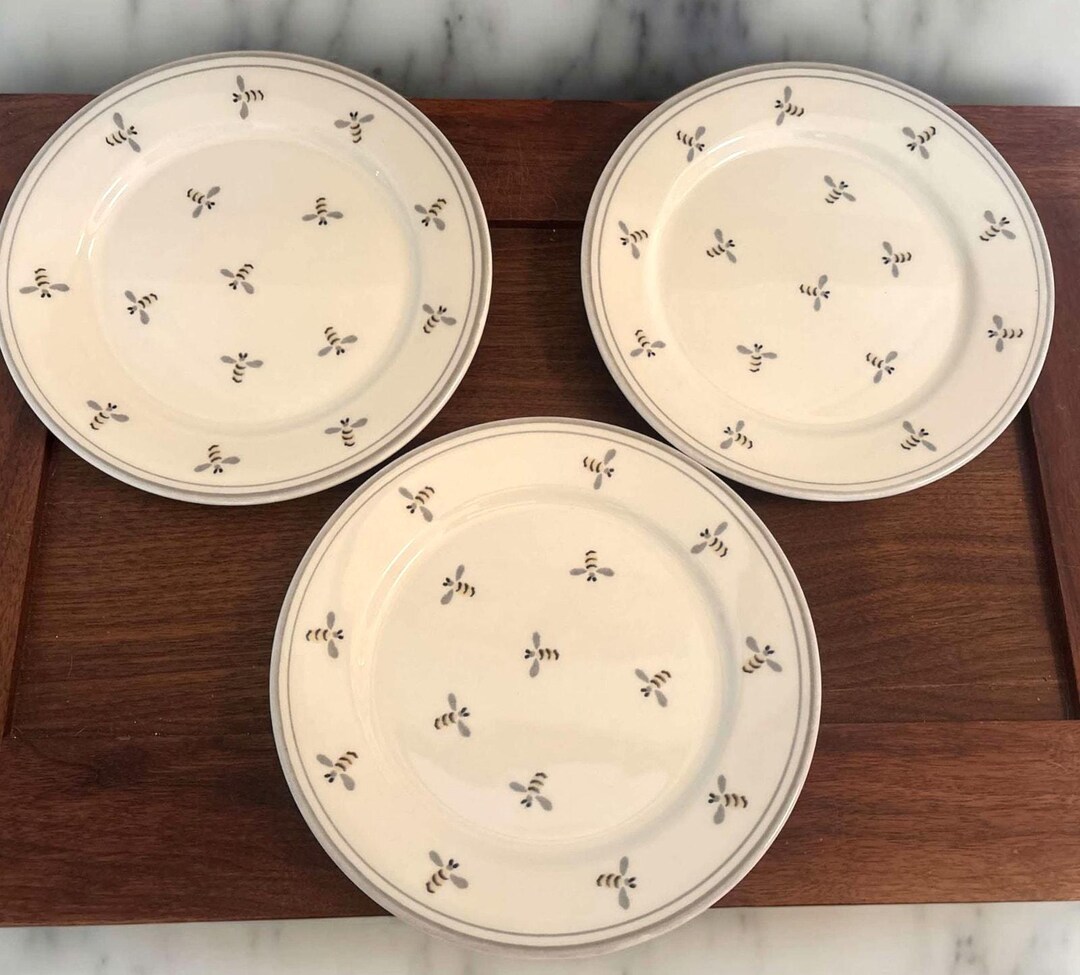 Vintage Matceramica Set 3 Hand Painted Ceramic Honey Bee Plates Salad ...