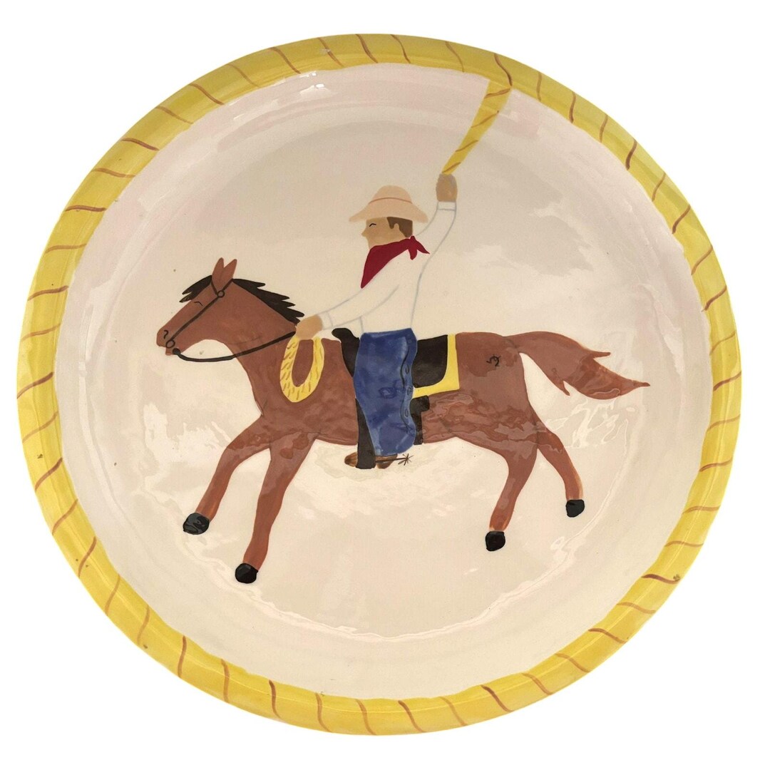 Vintage Storyteller Arts LARGE Ceramic Hand Painted Cowboy on Horse ...