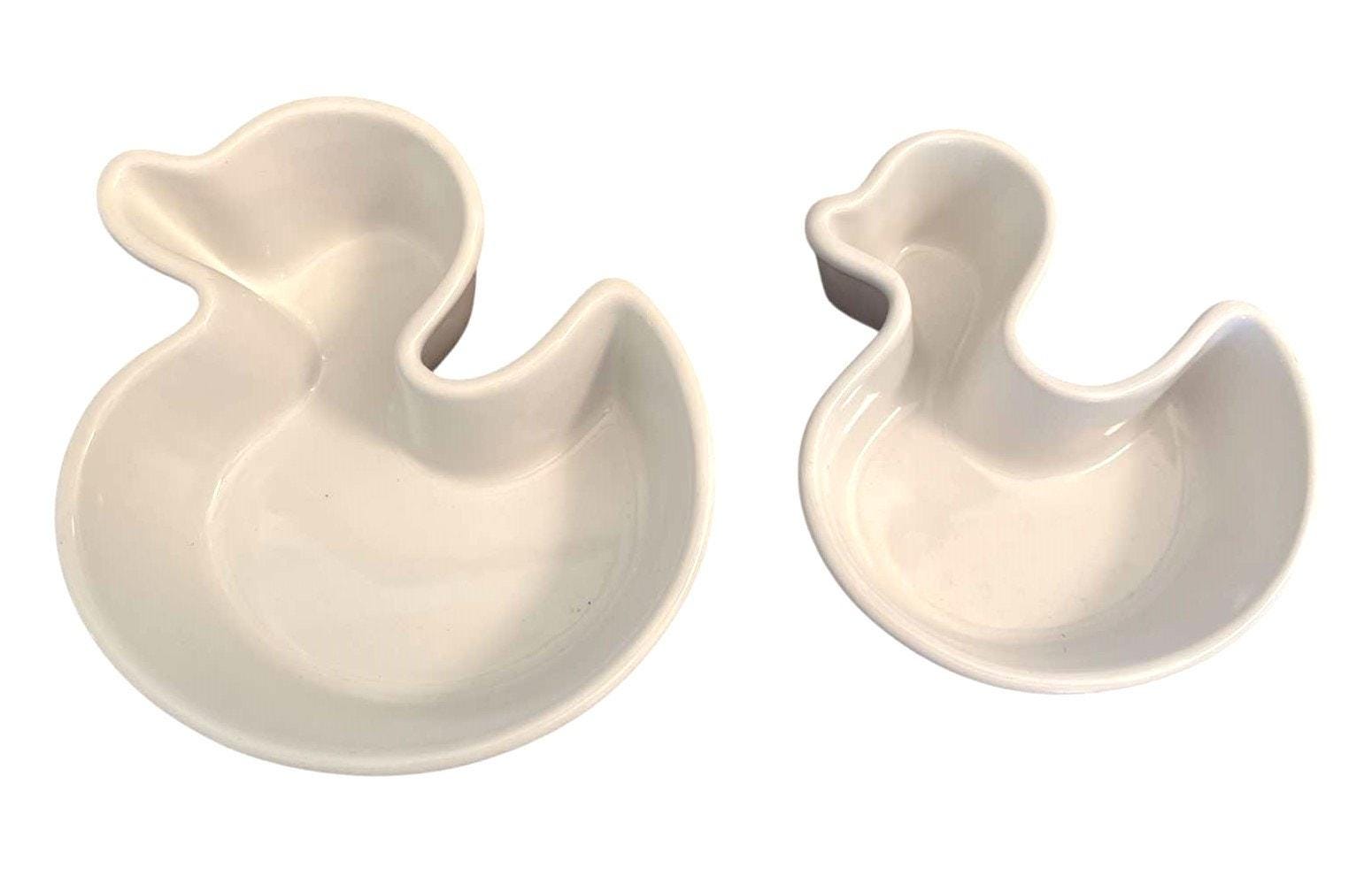 Set of Two Chantal White Ceramic Duck Cookware Baking Dishes One Cup ...