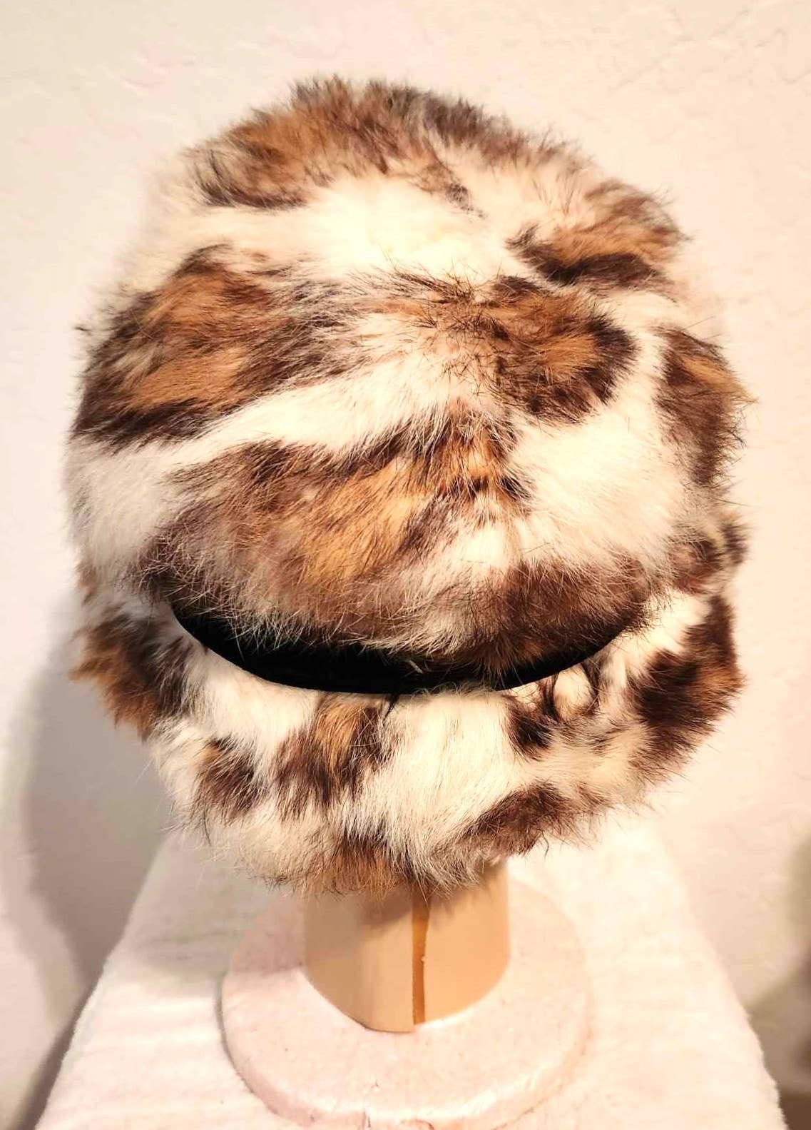 Vintage 1950s 1960s Leopard Print Rabbit Fur Hat W/black - Etsy