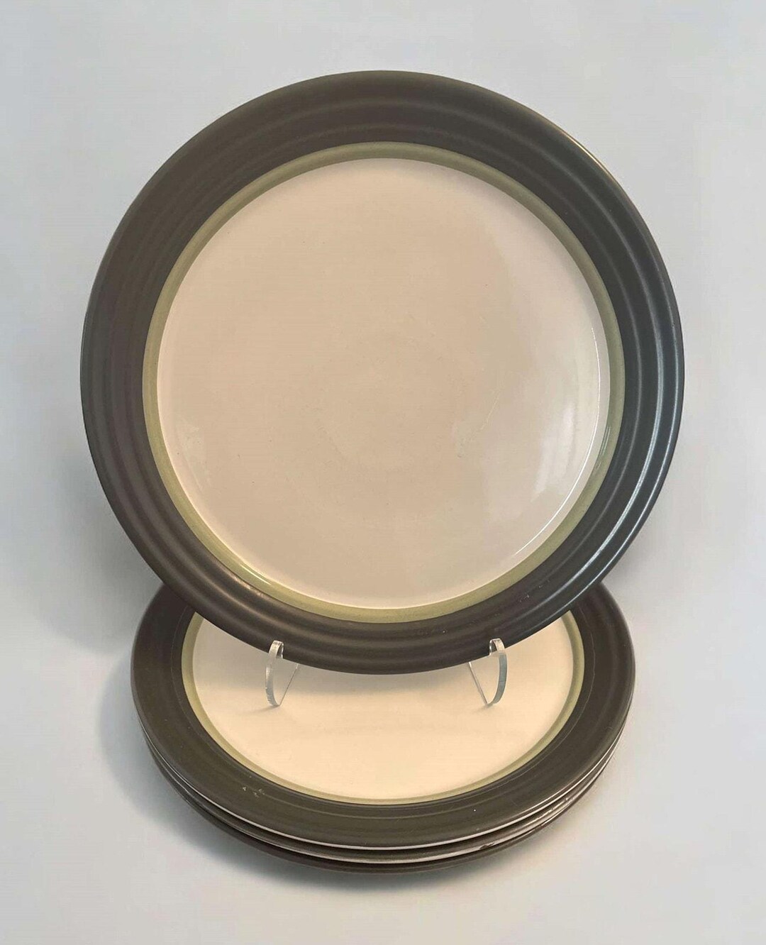 Vintage Pfaltzgraff Sphere Large Dinner Plates Set Four White Green ...