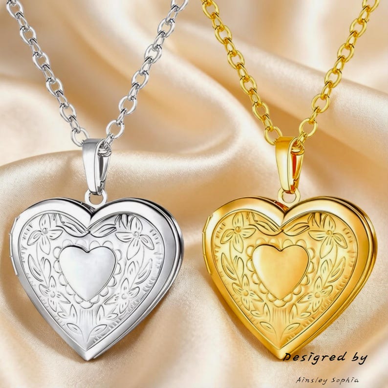 Personalized Heart Locket Necklace Custom Engraved Photo Pendant ...