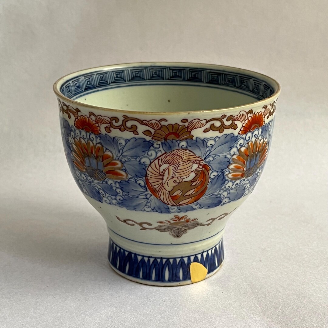 Rare Antique Japanese Imari Cup Rinser (haisen) | Edo Period Blue and ...