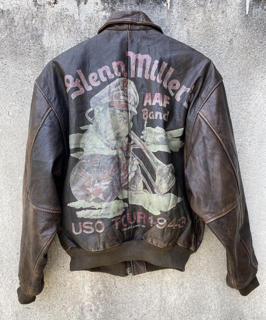 Vintage 1980’s Type A-2 Avirex Glenn Miller Aaf Band Leather Jacket ...