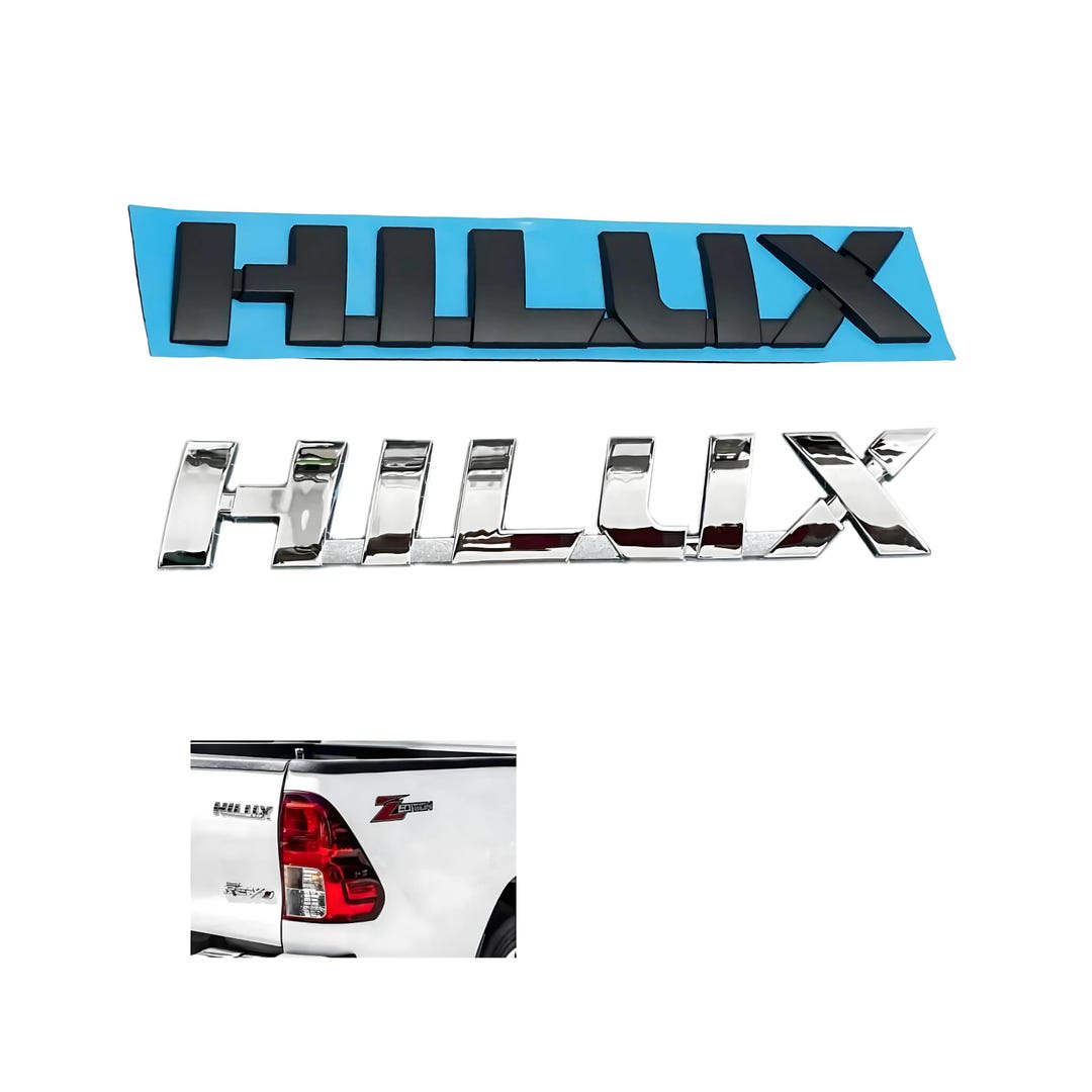 HILUX Emblem Badge – Matte Black & Chrome Overlay for Toyota Revo 2015 ...