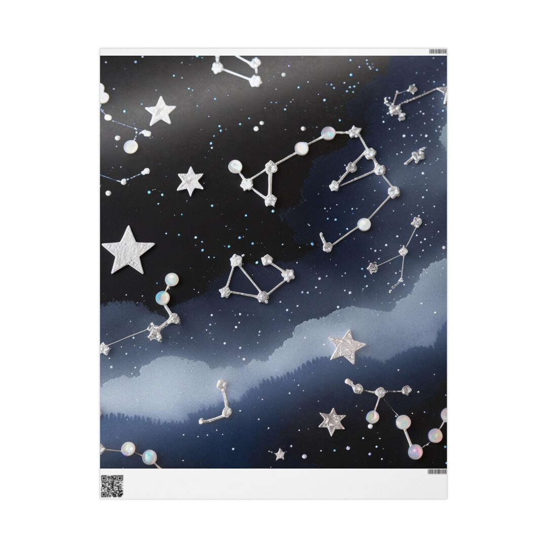 Celestial Wrapping Paper, Starry Night Gift Wrap, Constellation Paper ...