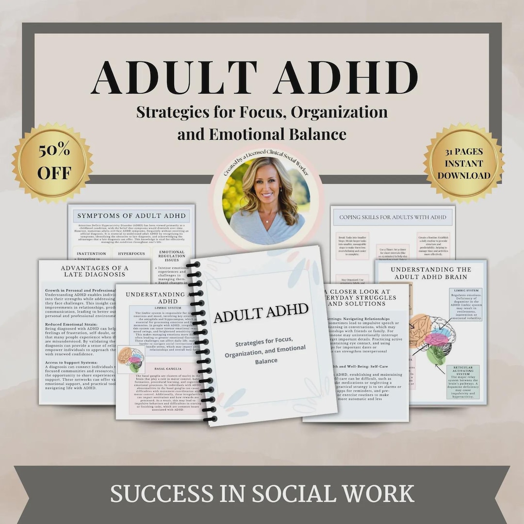 Adult ADHD Therapy Workbook, Adult Adhd Planner, ADHD Late Diagnosis ...
