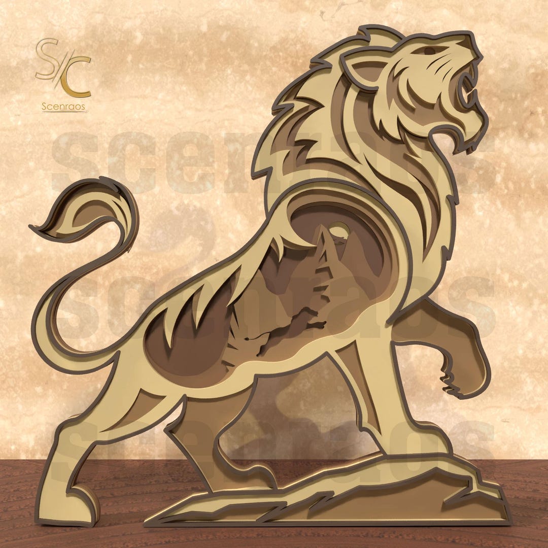 Layered Lion SVG, Digital File for Laser Cut, Lion Silhouette, Nursery ...