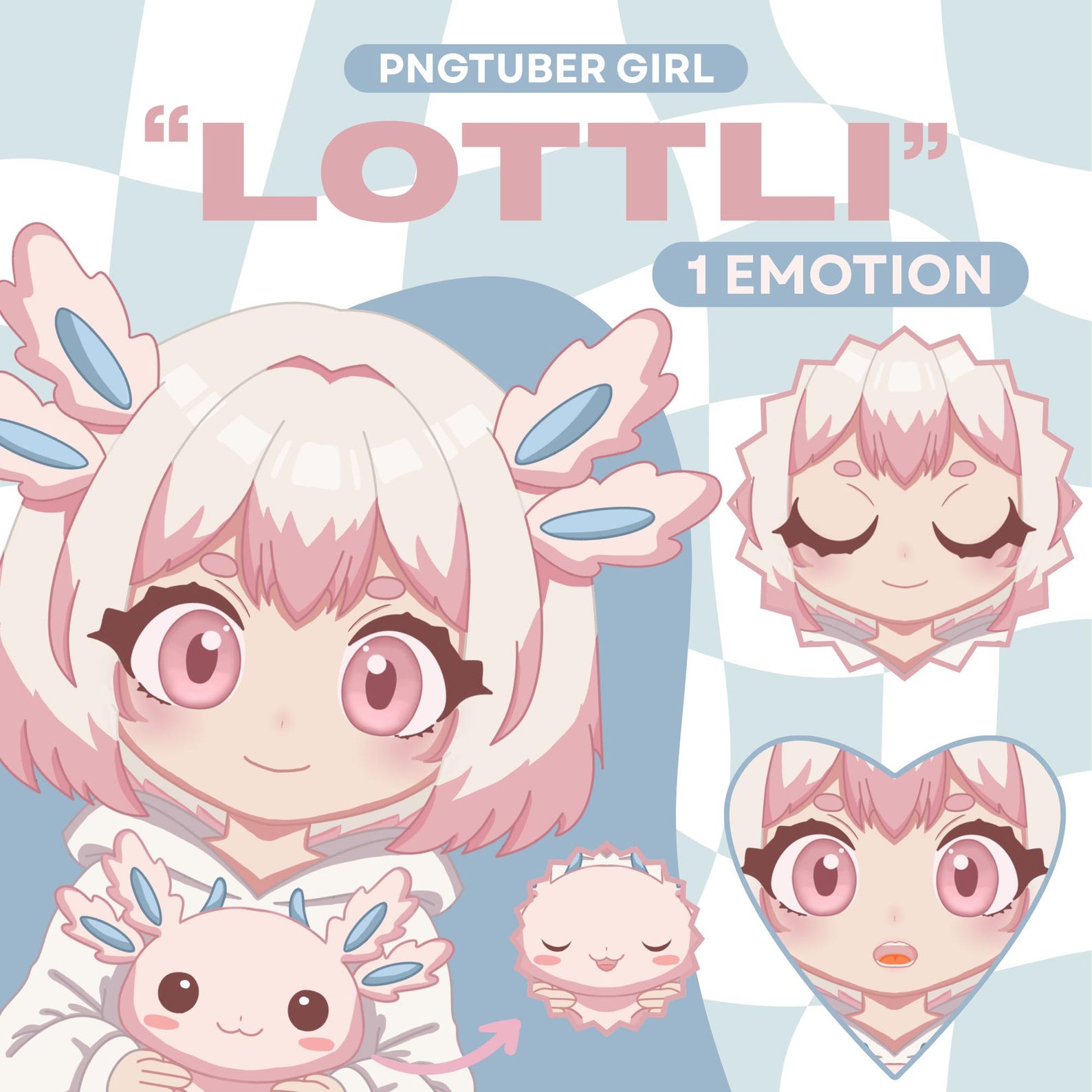 Girl Pngtuber | Premade Cute Chibi Vtuber Model | Reactive PNG for ...