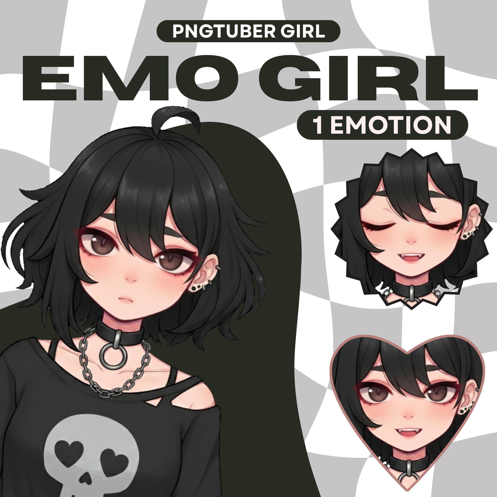 Emo Girl Pngtuber Model | Premade Chibi Vtuber Avatar - Etsy