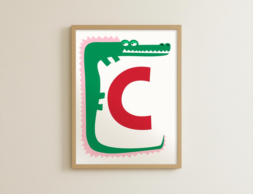 Letter "c" Animals Theme Poster Crocodile – alphabet Wall Art for Kids ...