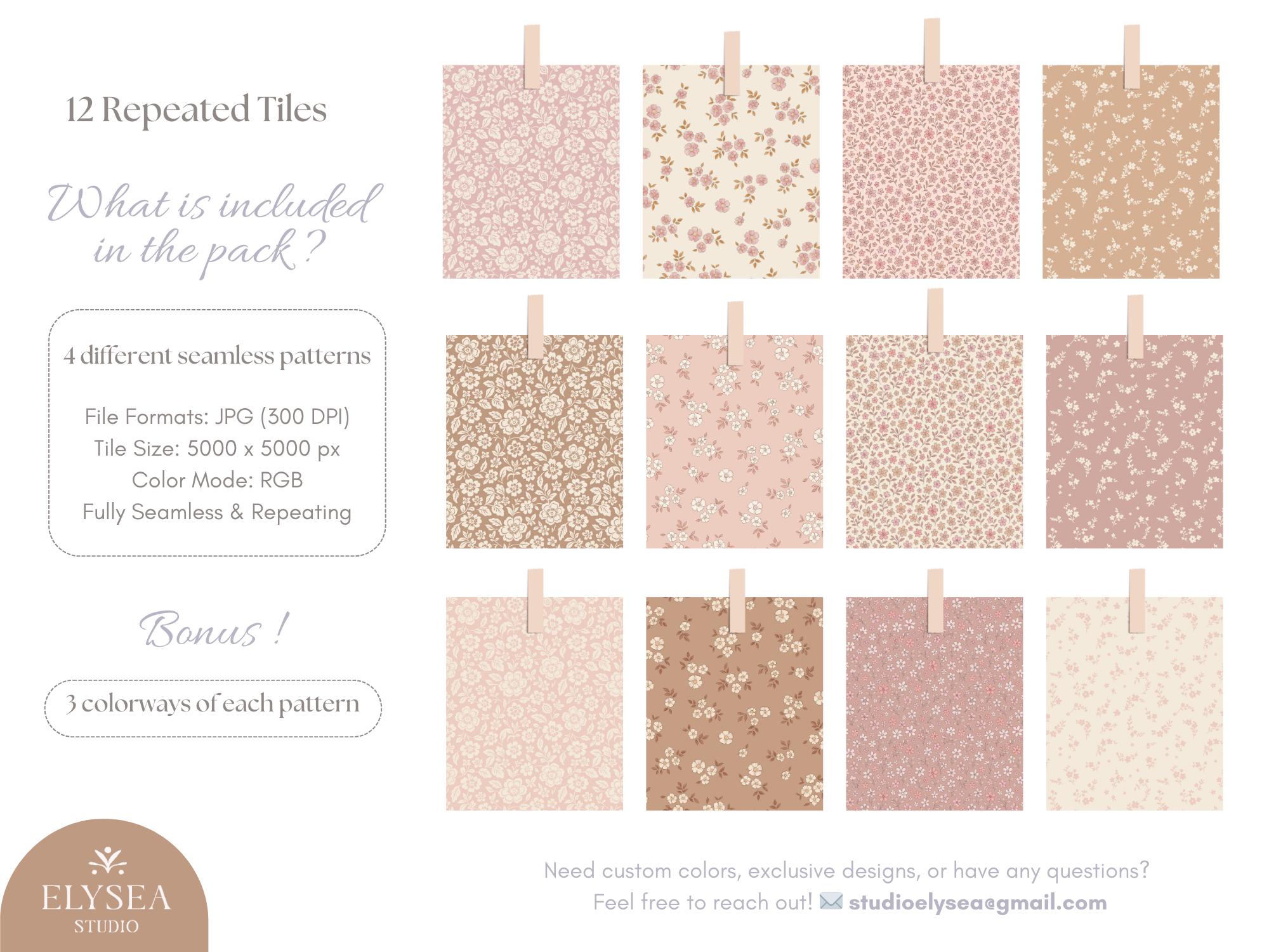 Pink Vintage Floral Patterns Bundle • Soft Floral Digital Paper ...