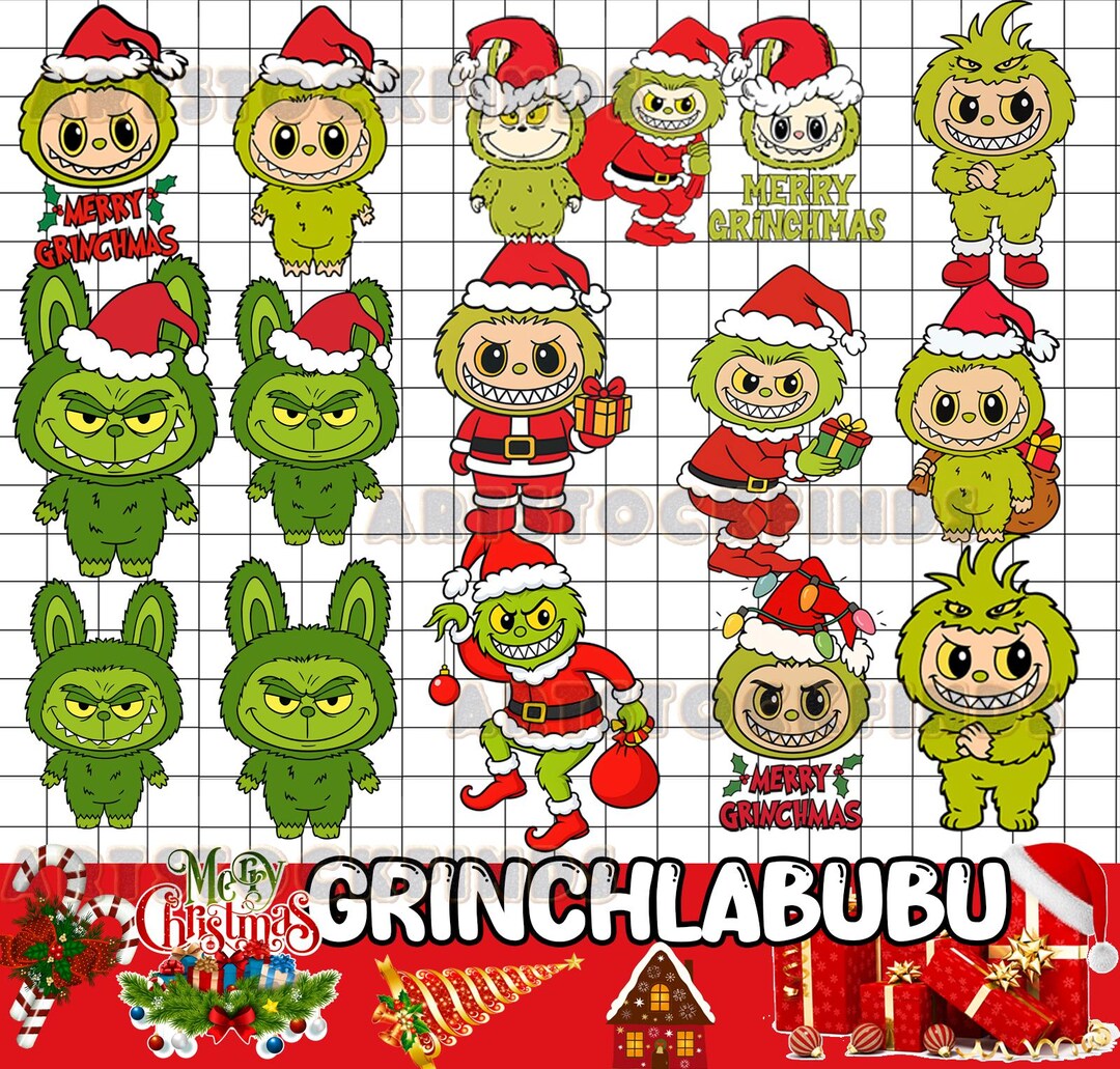 Labubu Christmas PNG SVG ,labubu Grinch Clipart , Merry Grinchmas ...