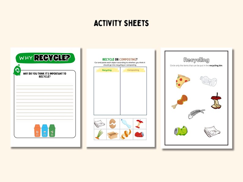 Recycling Activity Pack for Kids | Eco-friendly Worksheets for Ages 6 ...