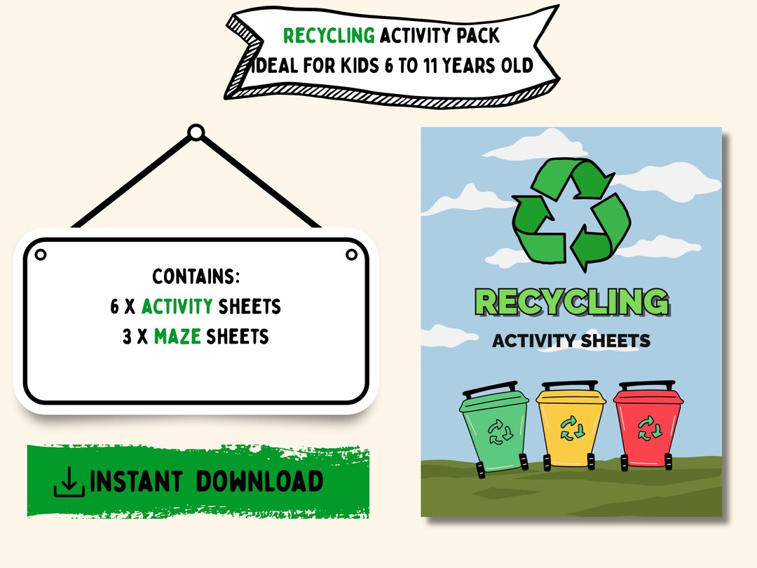 Recycling Activity Pack for Kids | Eco-friendly Worksheets for Ages 6 ...