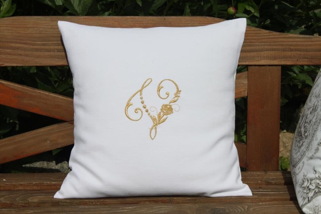 Vintage French Linen Monogrammed Personalized Embroidered Cushion ...