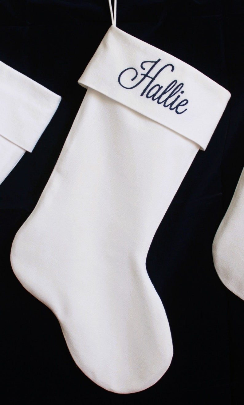 Personalized Embroidered Christmas Linen Stocking Custom Monogram Any ...