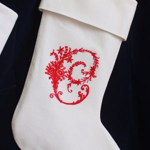 Personalized Embroidered Christmas Linen Stocking Custom Monogram Any ...