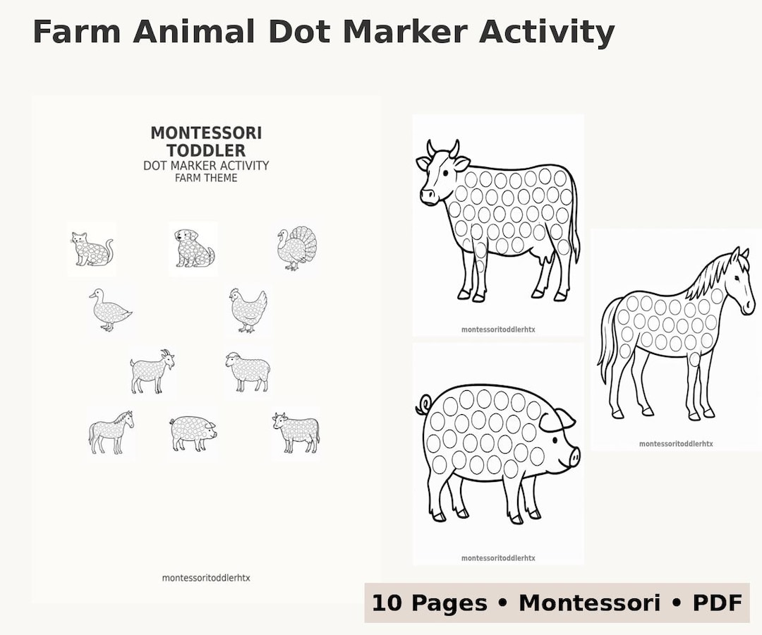Montessori Toddler Dot Marker Activity – Farm Animal Printable PDF - Etsy