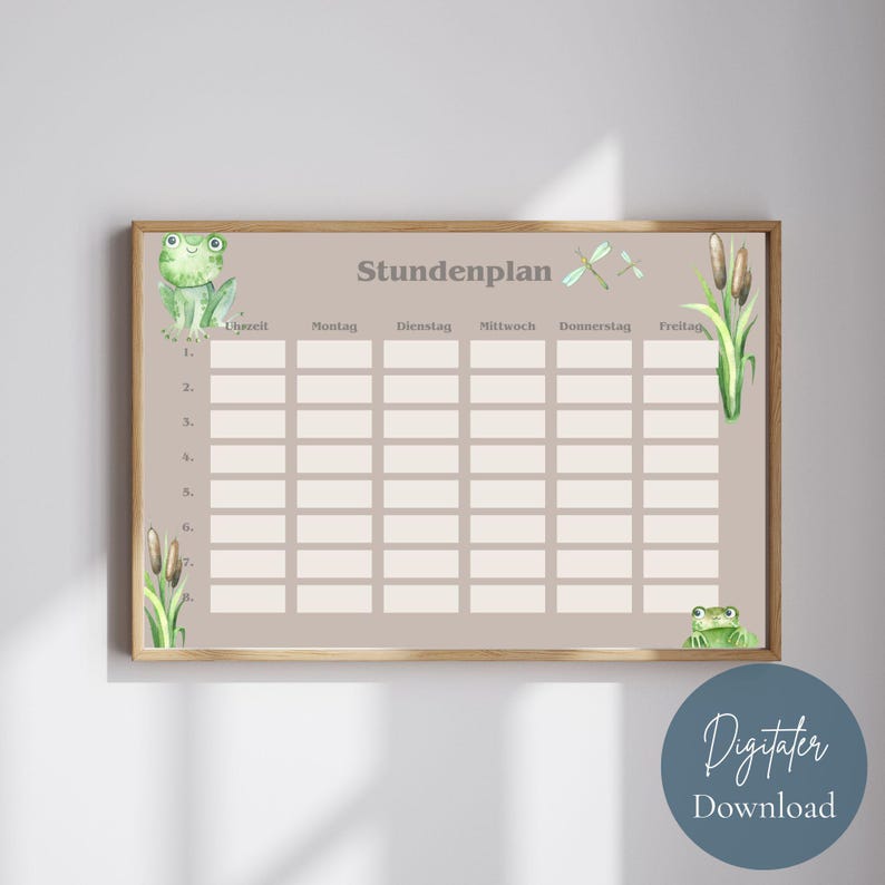 Frog Children's Timetable | Timetable Template | Gift for First Day of ...