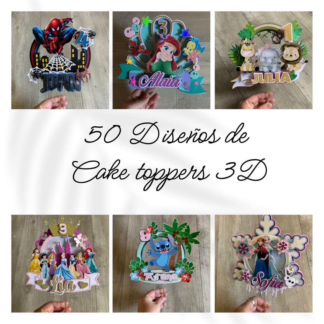 50 Diseños de Cake Toppers 3D - Etsy España