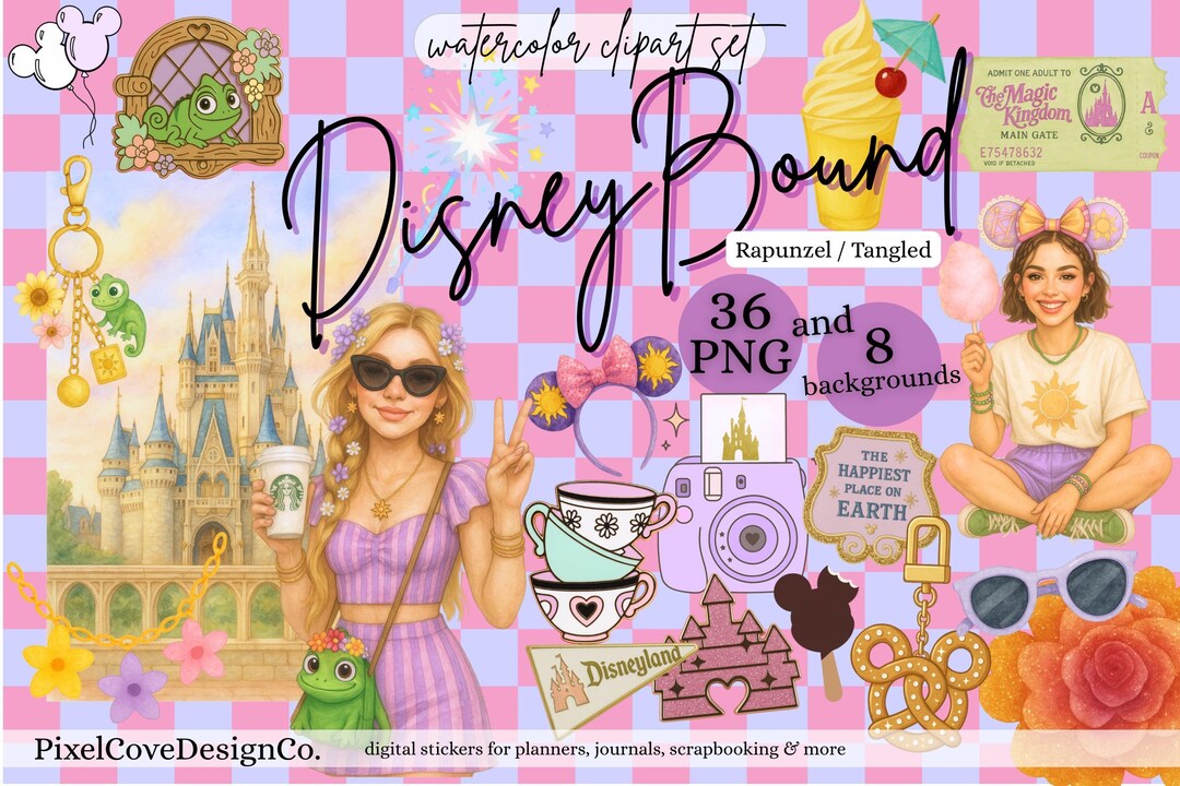 Disney Bound Rapunzel/tangled Clipart Set - Etsy