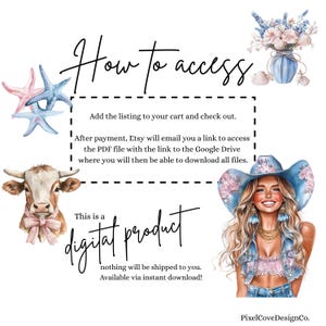 Coastal Cowgirl Clipart Set - Etsy