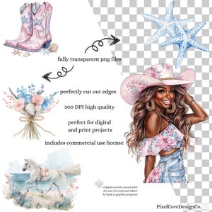 Coastal Cowgirl Clipart Set - Etsy